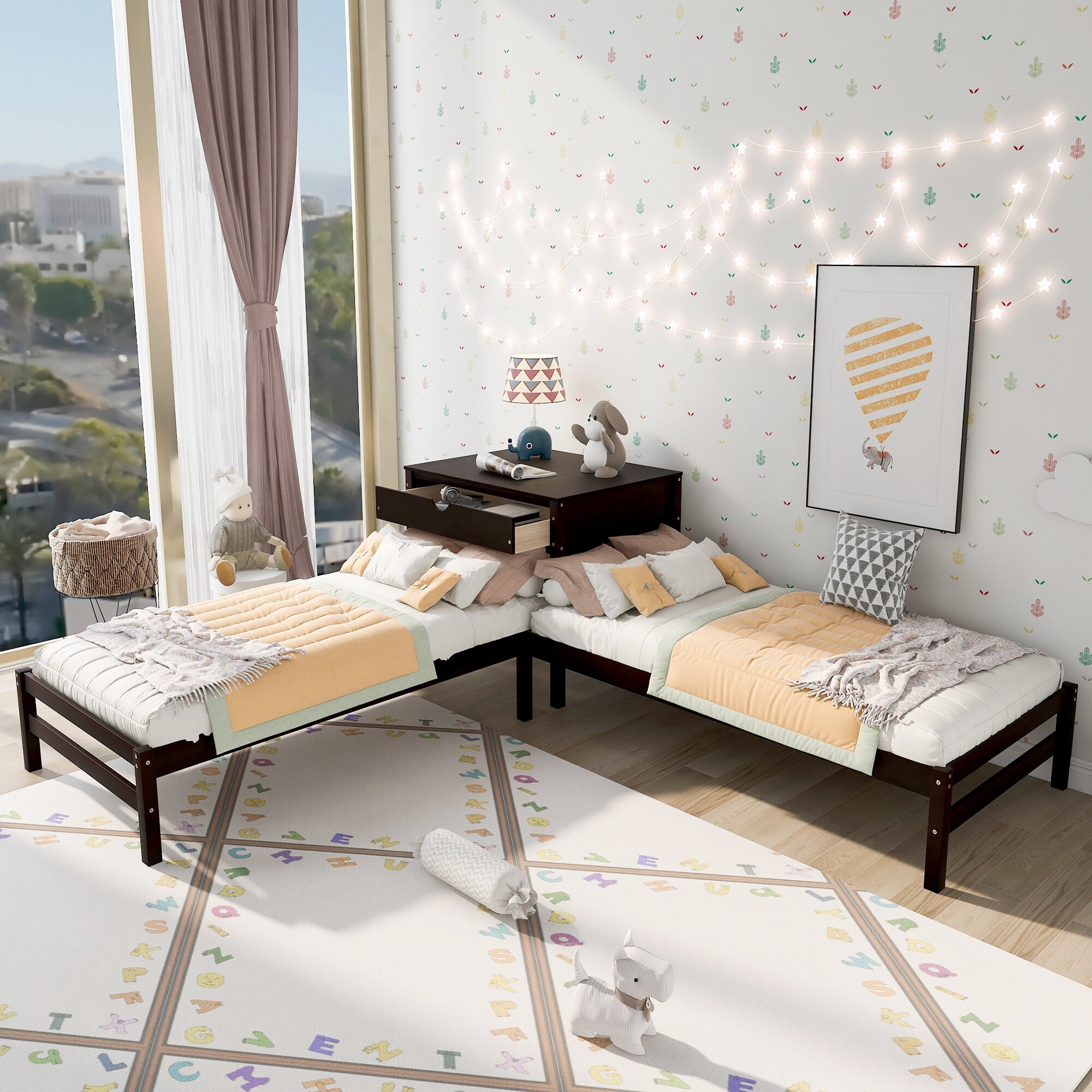 Corner table for twin beds store